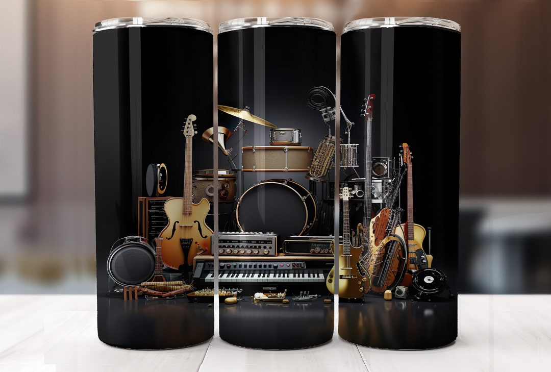 Musical Instruments, Blues Jazz Guitars Tumbler 20 Oz, Orchestra ...