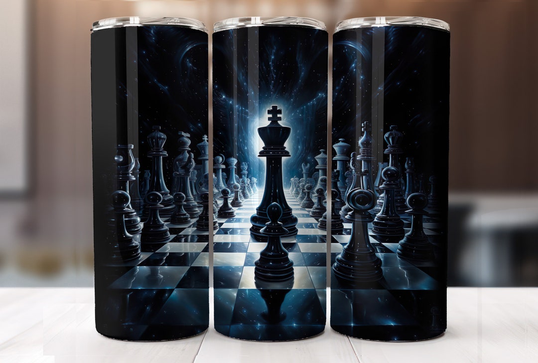 Chess Game Design Tumbler 20 Oz, Fantasy Chess Seamless Image, Tumbler ...