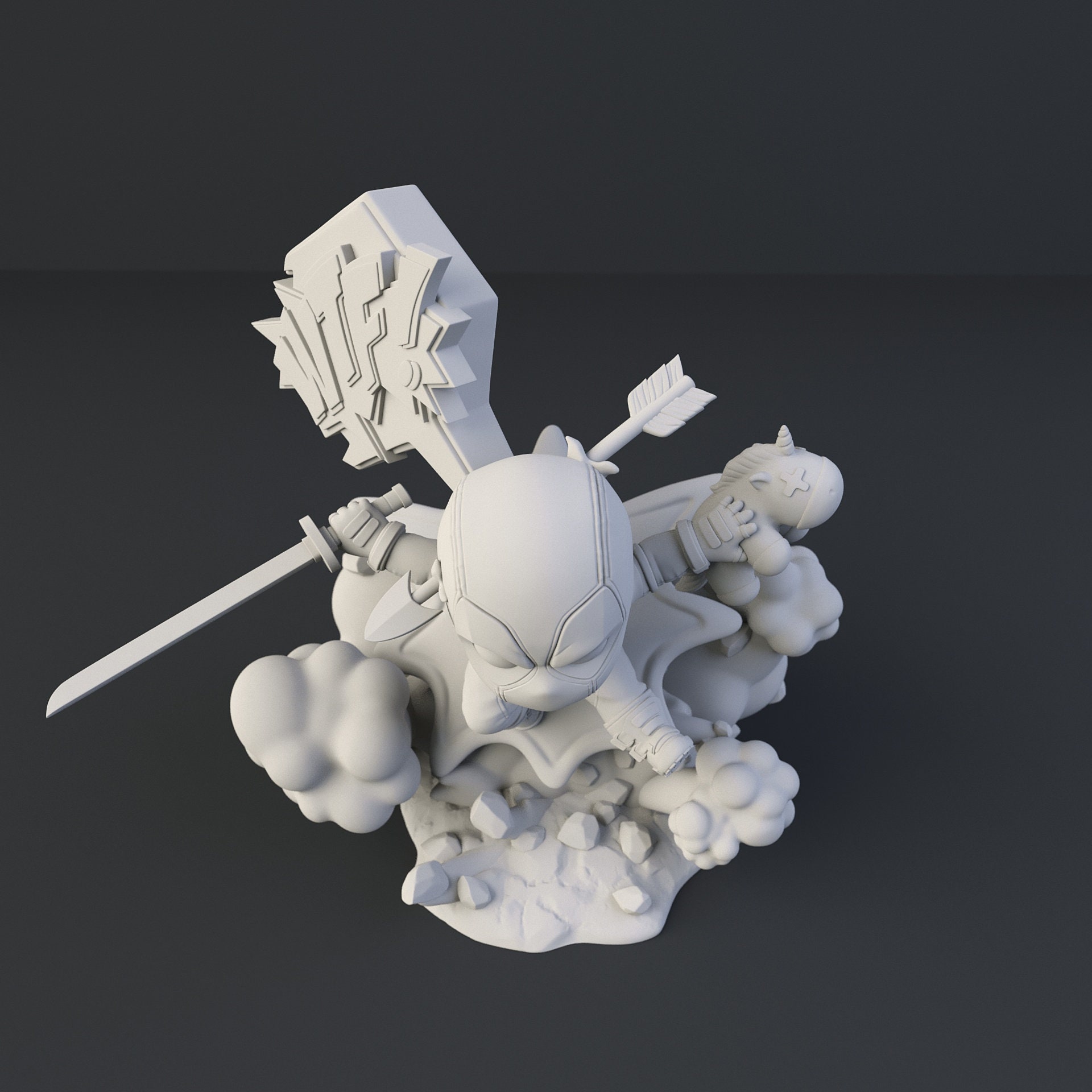 MARVEL Chibi Deadpool 3D Printed Miniature, High Quality Plant Resin ...