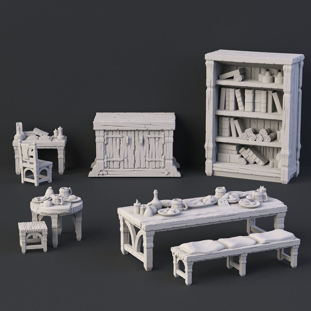 8x Fantasy Interior Design Props. 3D Printed Miniature, High Quality ...