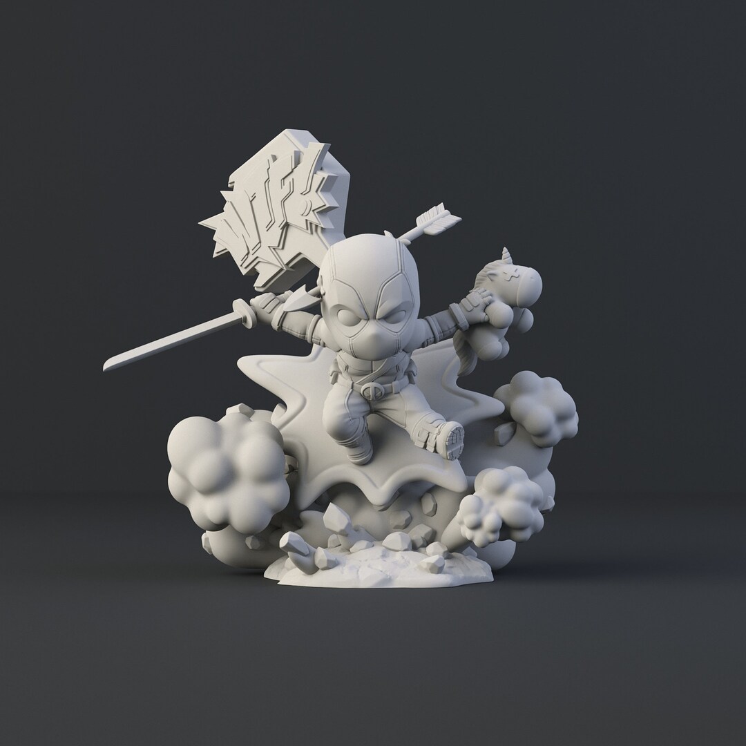 MARVEL Chibi Deadpool 3D Printed Miniature, High Quality Plant Resin ...