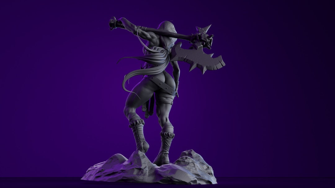 Female Elf Axe Warrior - Miniatura Stampata in 3D in Resin, to Paint ...