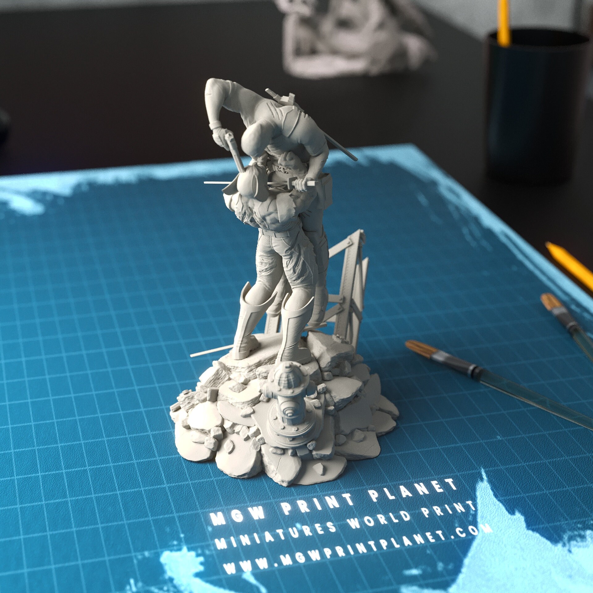 MARVEL Wolverine Vs Deadpool 3D Printed Miniature, High Quality Plant ...