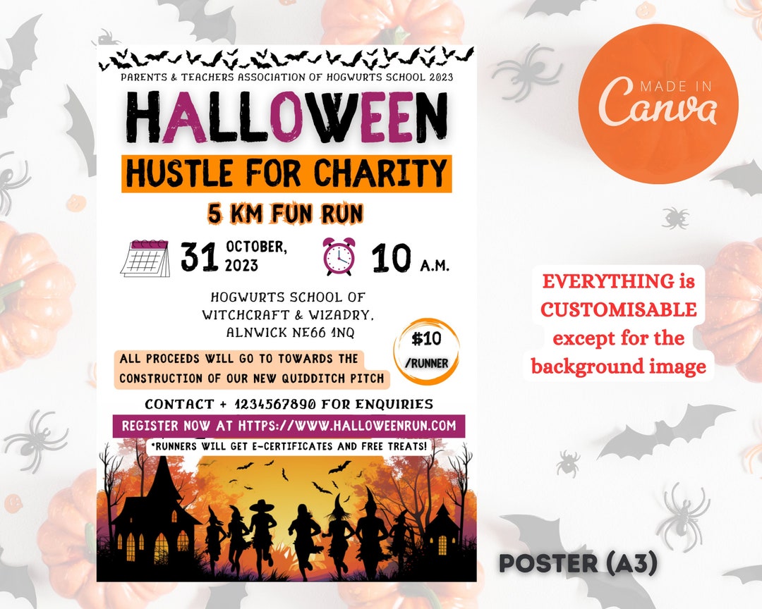EDITABLE Halloween Run Poster - Etsy