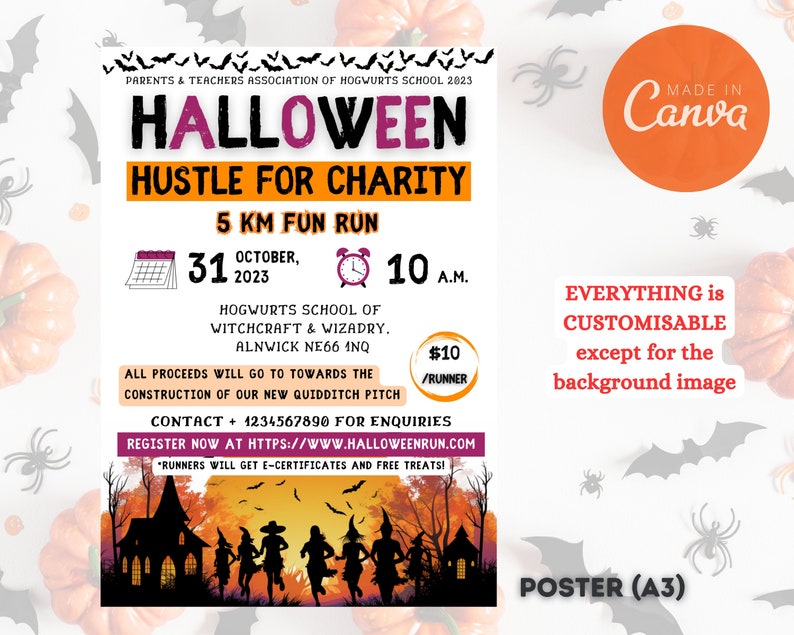 EDITABLE Halloween Run Poster - Etsy