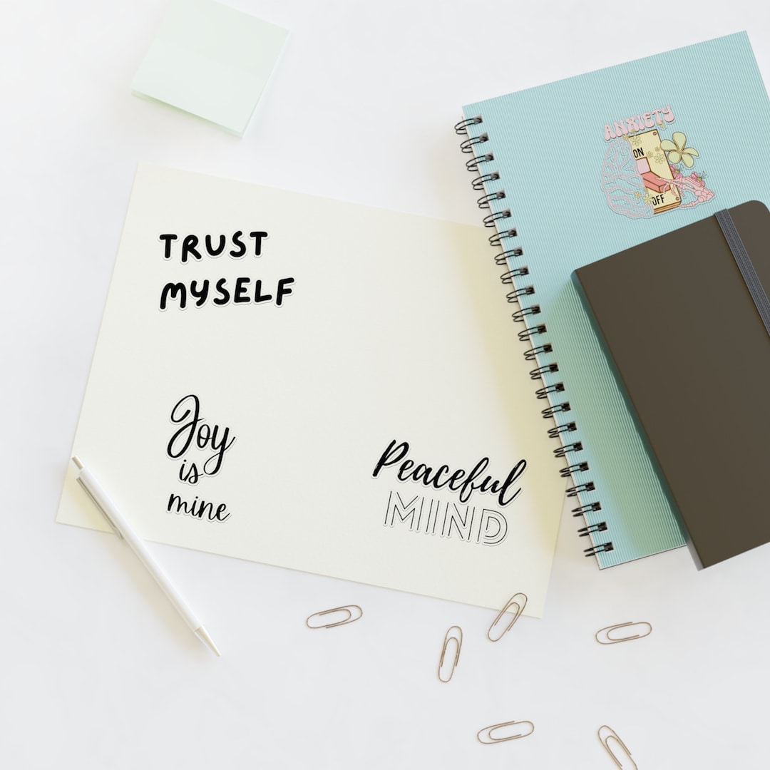 Anxiety Calming Mindfulness Sticker Sheets, Vinyl Motivational Positive ...