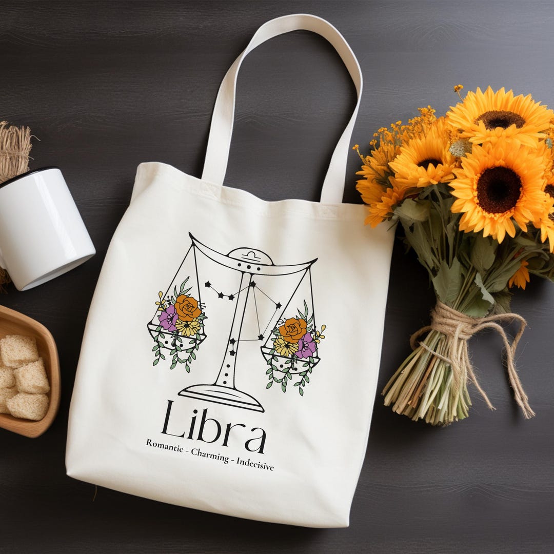 Zodiac Canvas Tote Bag, Beach Tote, Boho Tote, Astrology, Horoscope ...