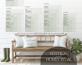 Wall Art Size Guide | Vertical Horizontal Frame Size Chart | Canvas Sizing Mockup | Digital ...