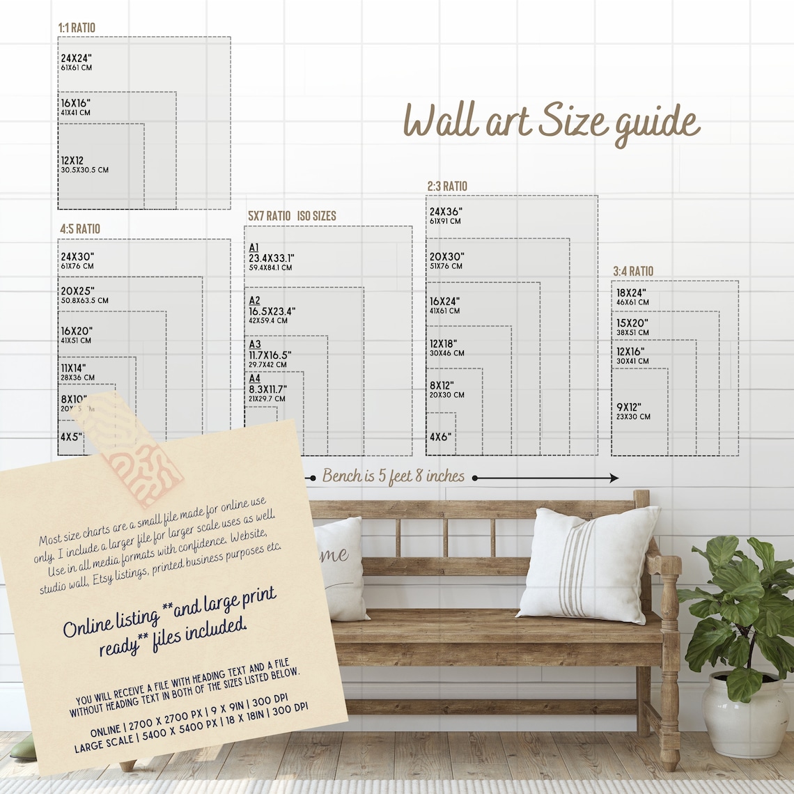 Wallart Size Chart Wall Art Size Guide Different Poster Sizes, Canvas ...