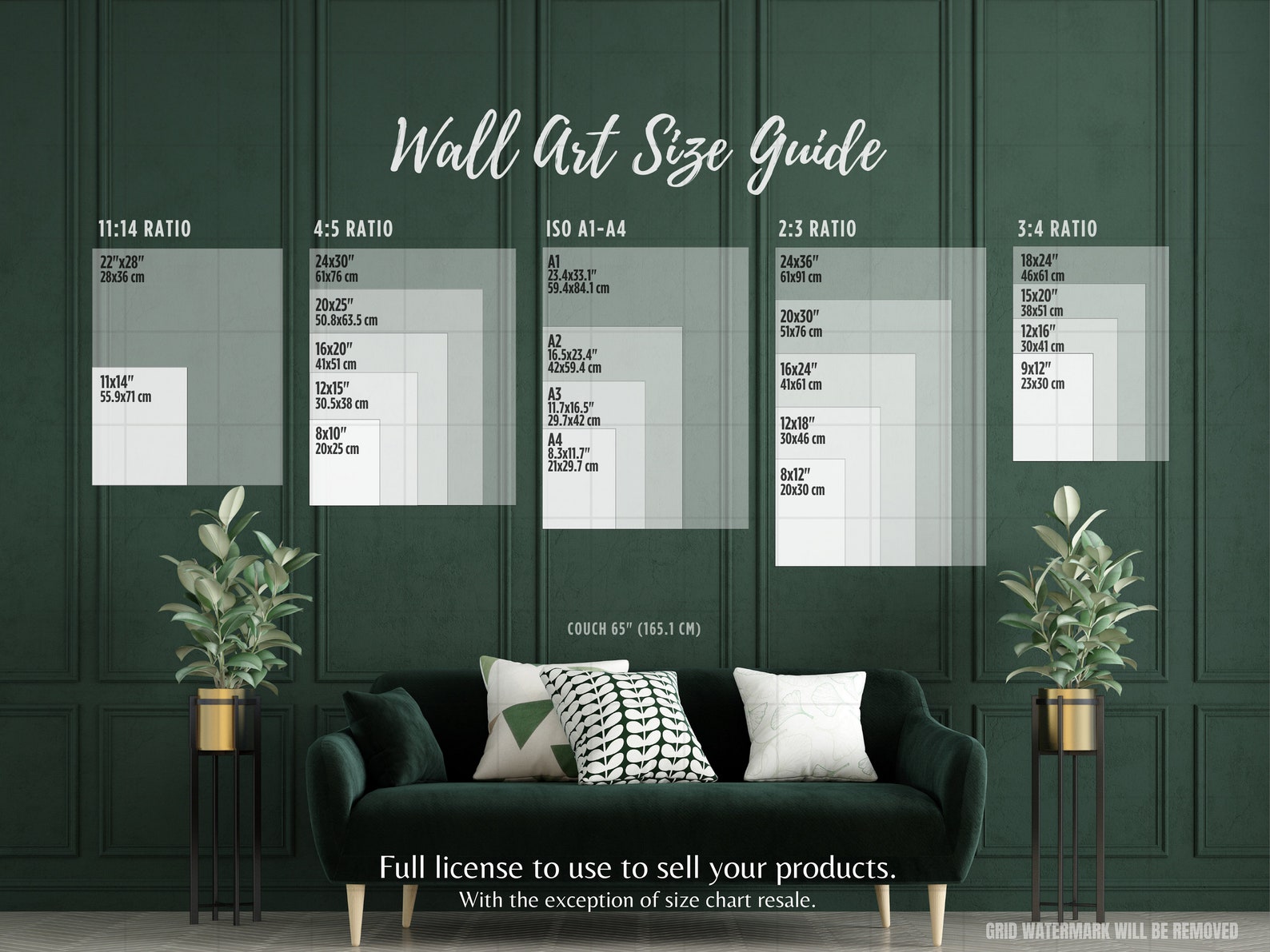 Wall Art Size Guide Vertical Horizontal Frame Size Chart Canvas Sizing ...