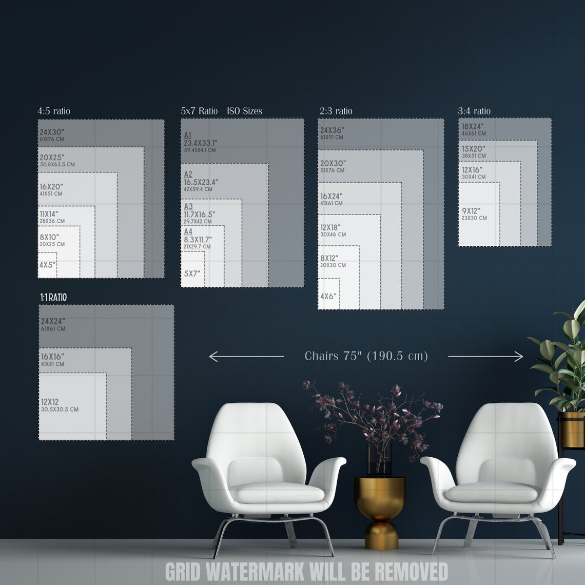 Wallart Size Chart | Wall Art Size Guide | Different Poster Sizes ...
