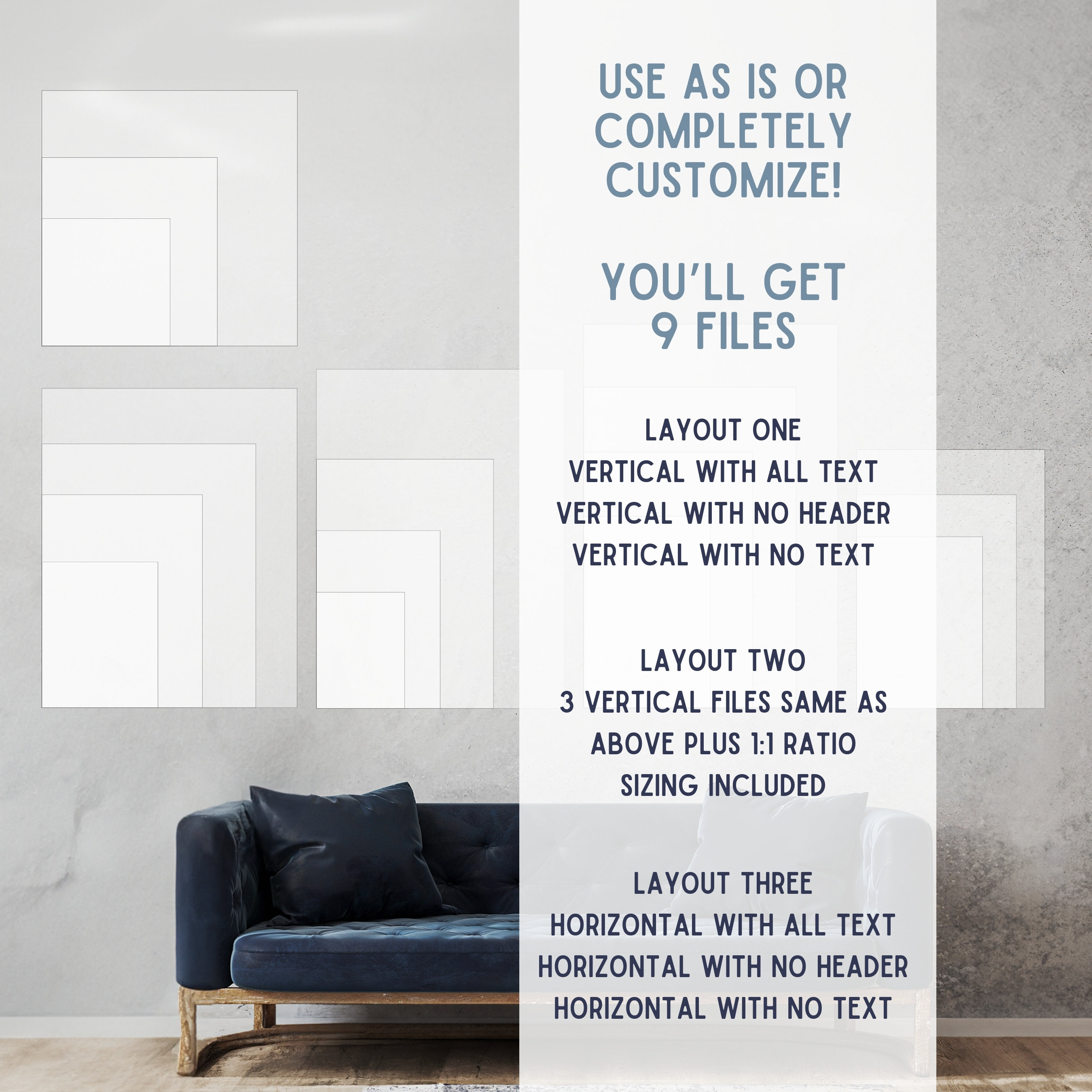 Square Wall Art Size Guide Digital Print Comparison Guide Landscape ...