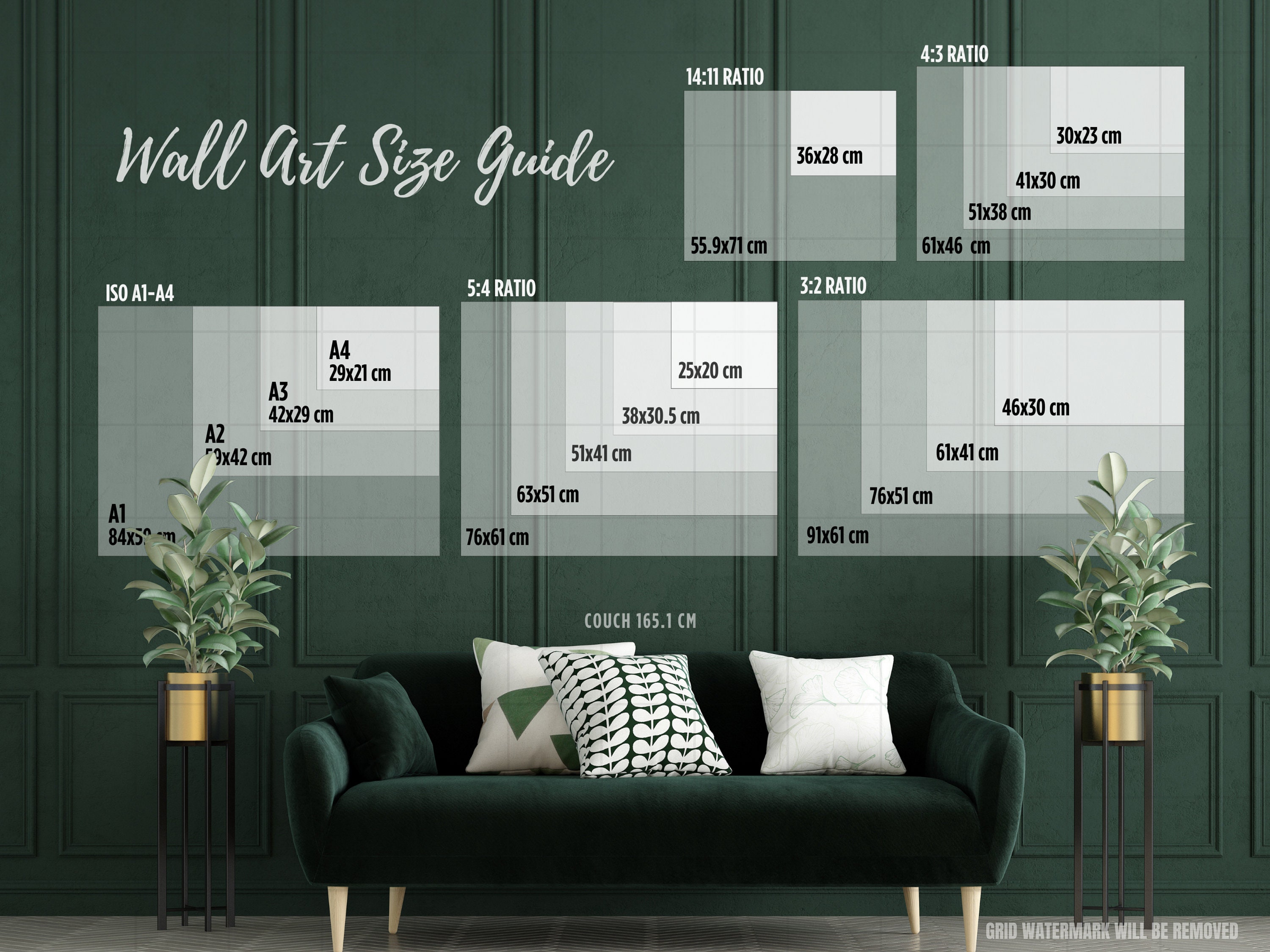 Wall Art Size Guide | Vertical Horizontal Frame Size Chart | Canvas ...
