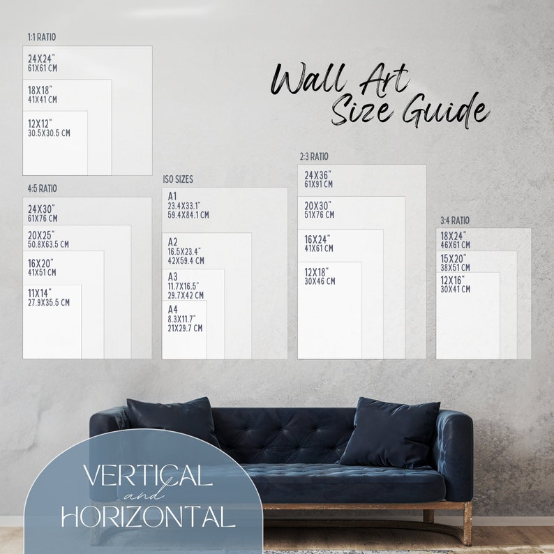 Square Wall Art Size Guide Digital Print Comparison Guide Landscape ...