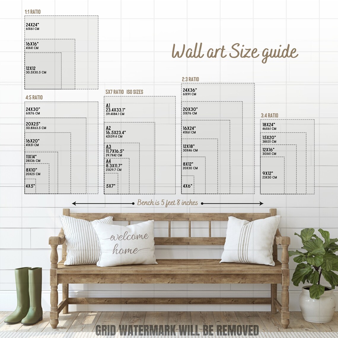 Wallart Size Chart Wall Art Size Guide Different Poster Sizes, Canvas ...