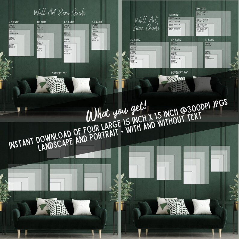 Wall Art Size Guide Vertical Horizontal Frame Size Chart Canvas Sizing ...