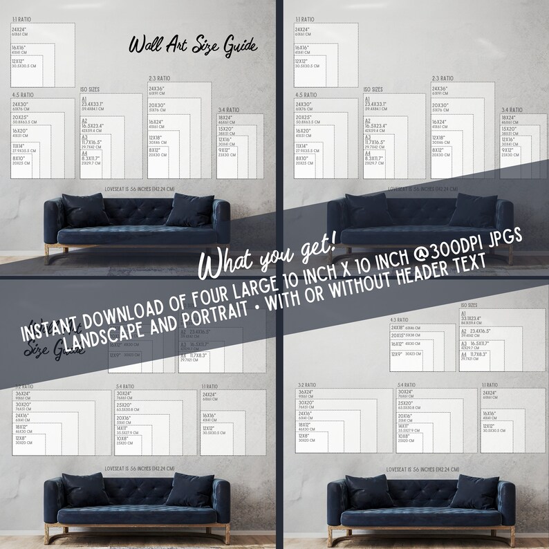 Wall Art Size Guide Digital Print | Landscape Portrait Ratio Sizing ...
