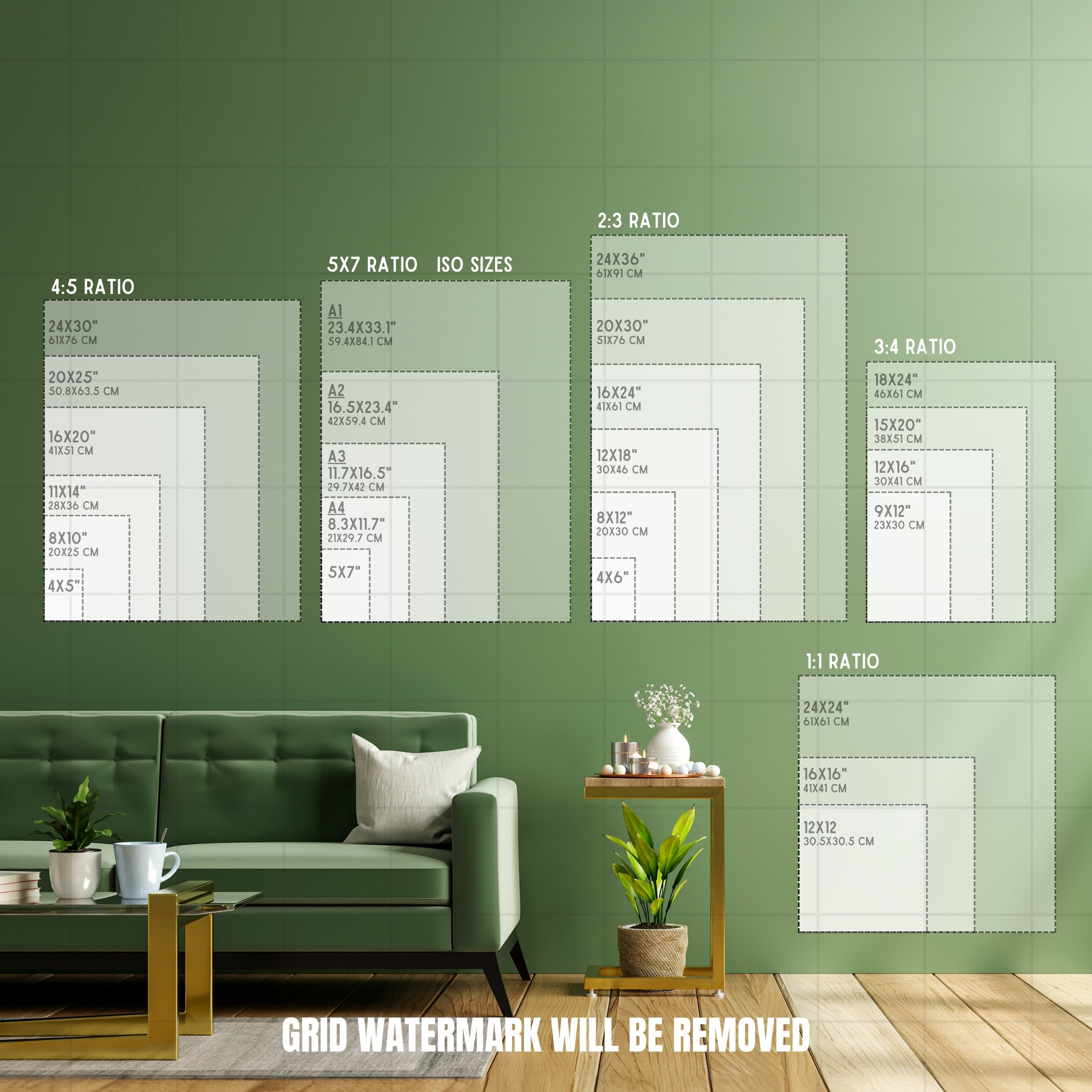 Wall Art Size Chart Guide | Frame & Poster Sizes (digital Download) - Etsy