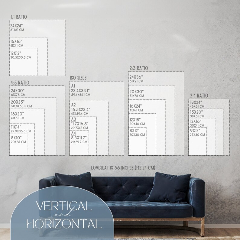 Wall Art Size Guide Digital Print Landscape Portrait Ratio Sizing ...