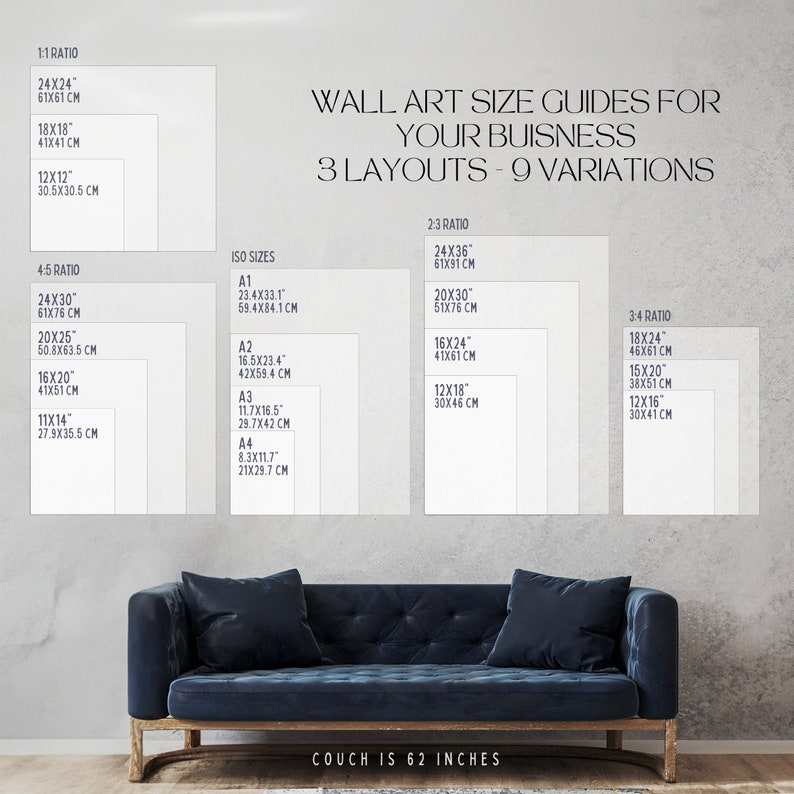 Square Wall Art Size Guide Digital Print Comparison Guide Landscape ...