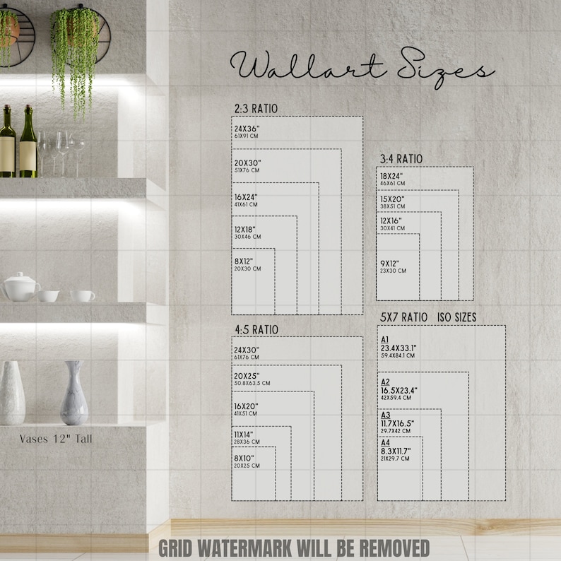 Wallart Size Chart | Wall Art Size Guide | Different Poster Sizes ...