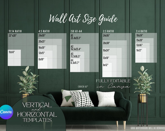 Wall Art Size Guide | Vertical Horizontal Frame Size Chart | Canvas ...