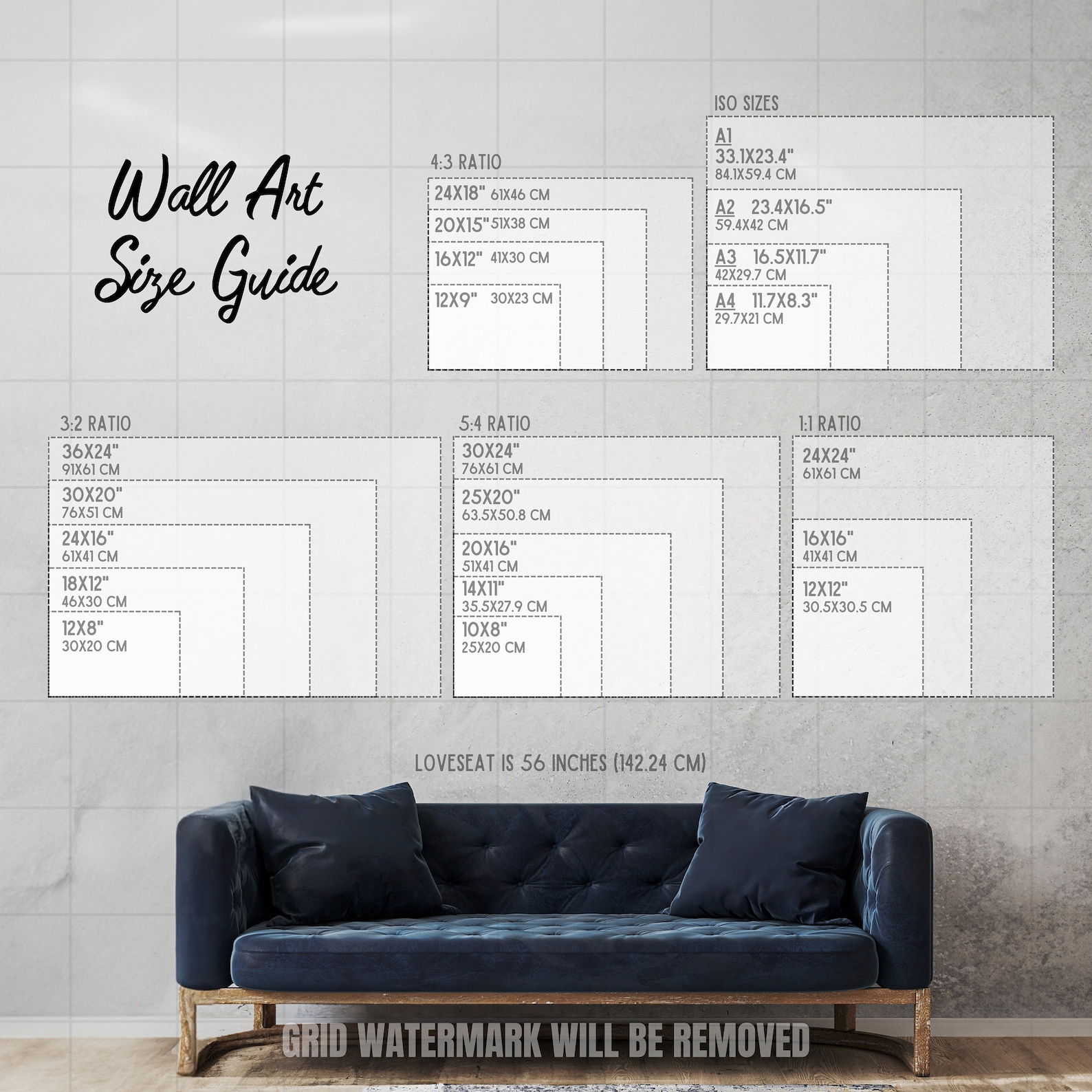 Wall Art Size Guide Digital Print Landscape Portrait Ratio Sizing ...
