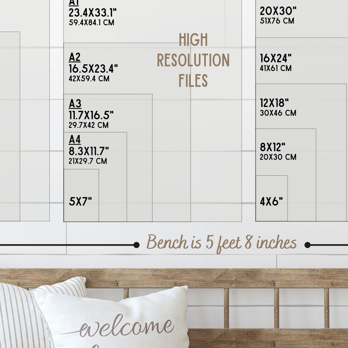 Wallart Size Chart Wall Art Size Guide Different Poster Sizes, Canvas ...