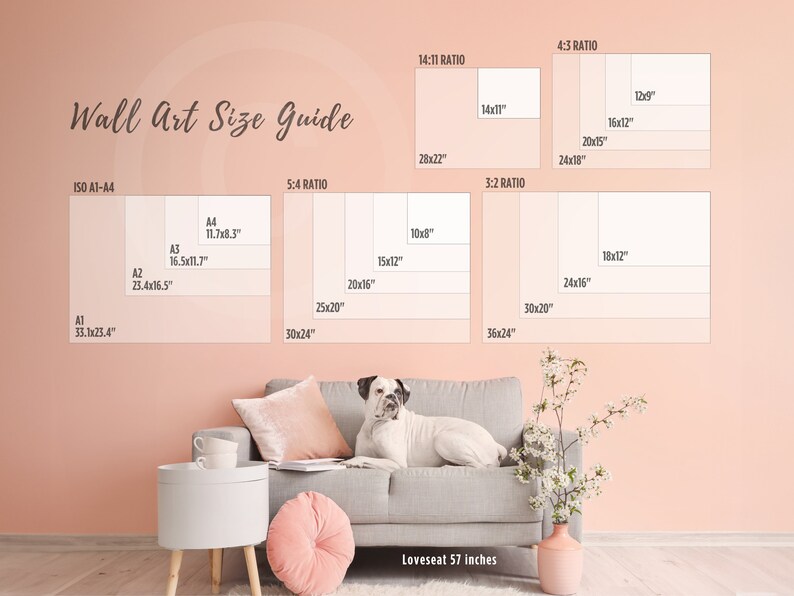 Minimalist Peach Interior Wall Art Size Guide Mockup Wall Art ...