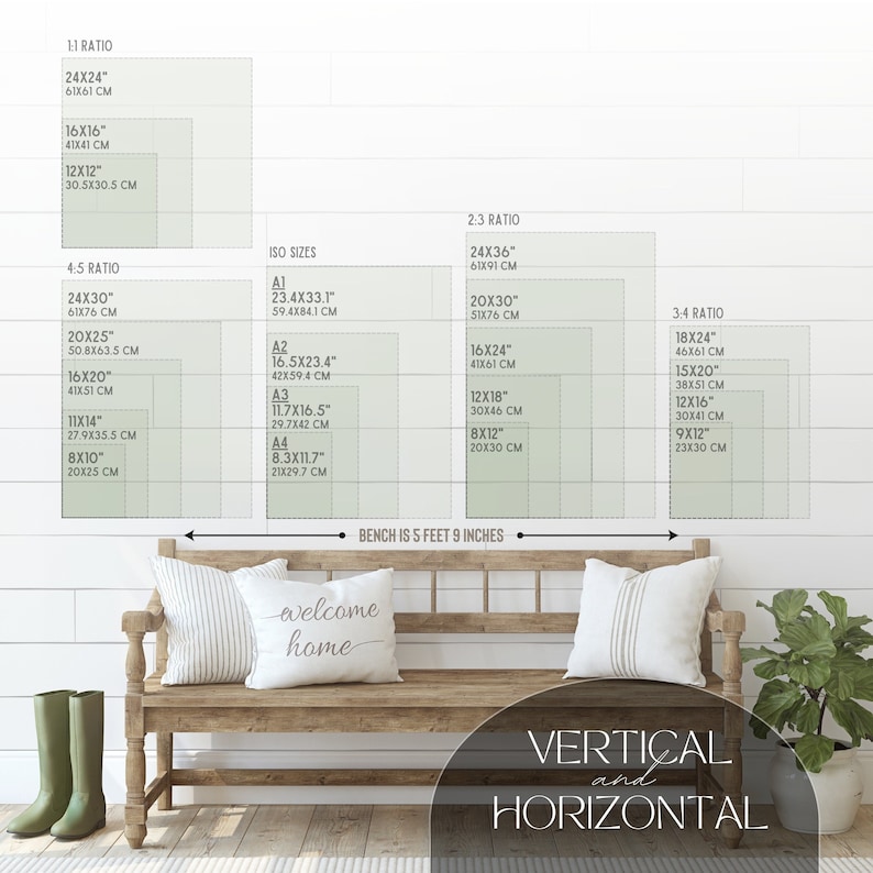 Wall Art Size Guide | Vertical Horizontal Frame Size Chart | Canvas ...