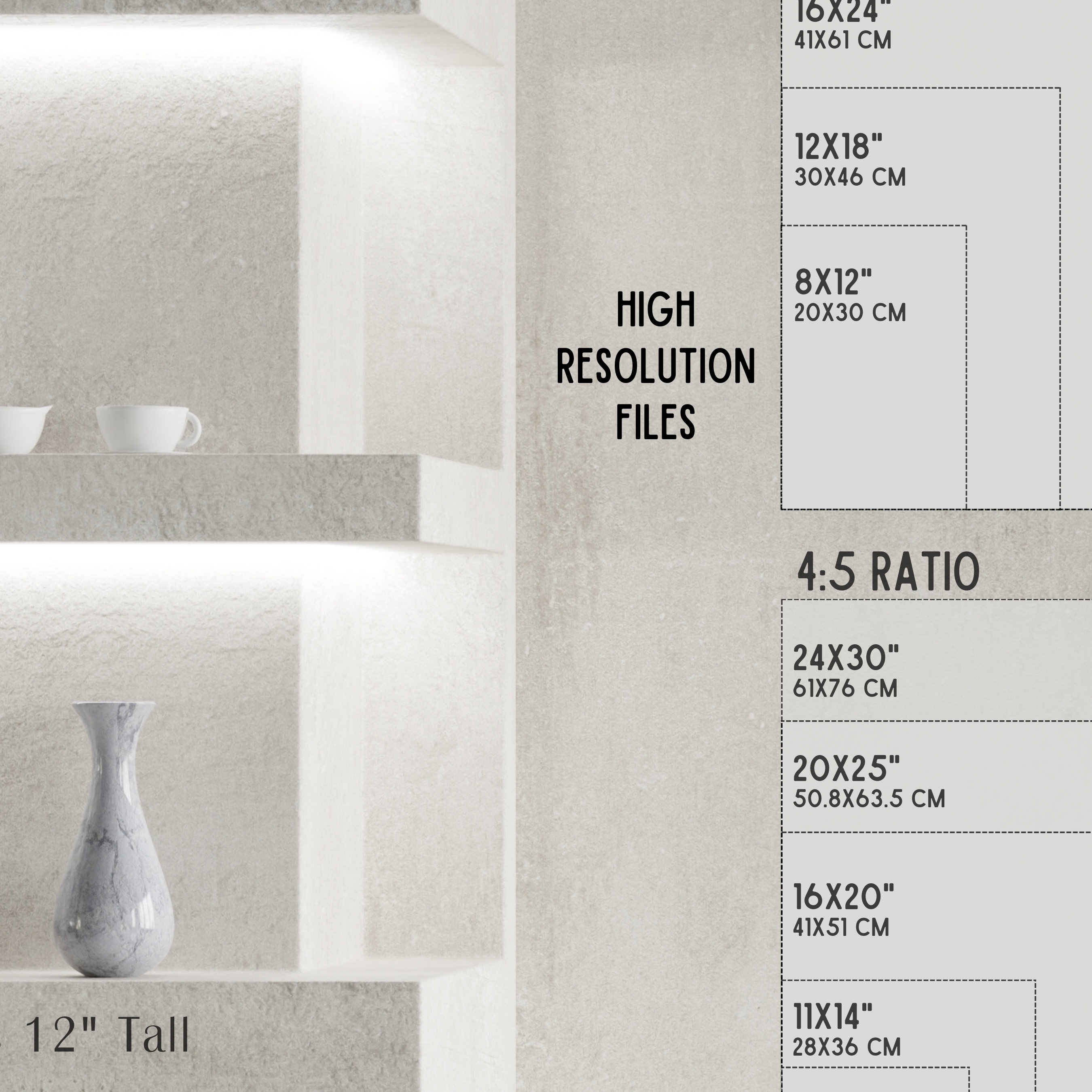 Wallart Size Chart | Wall Art Size Guide | Different Poster Sizes ...