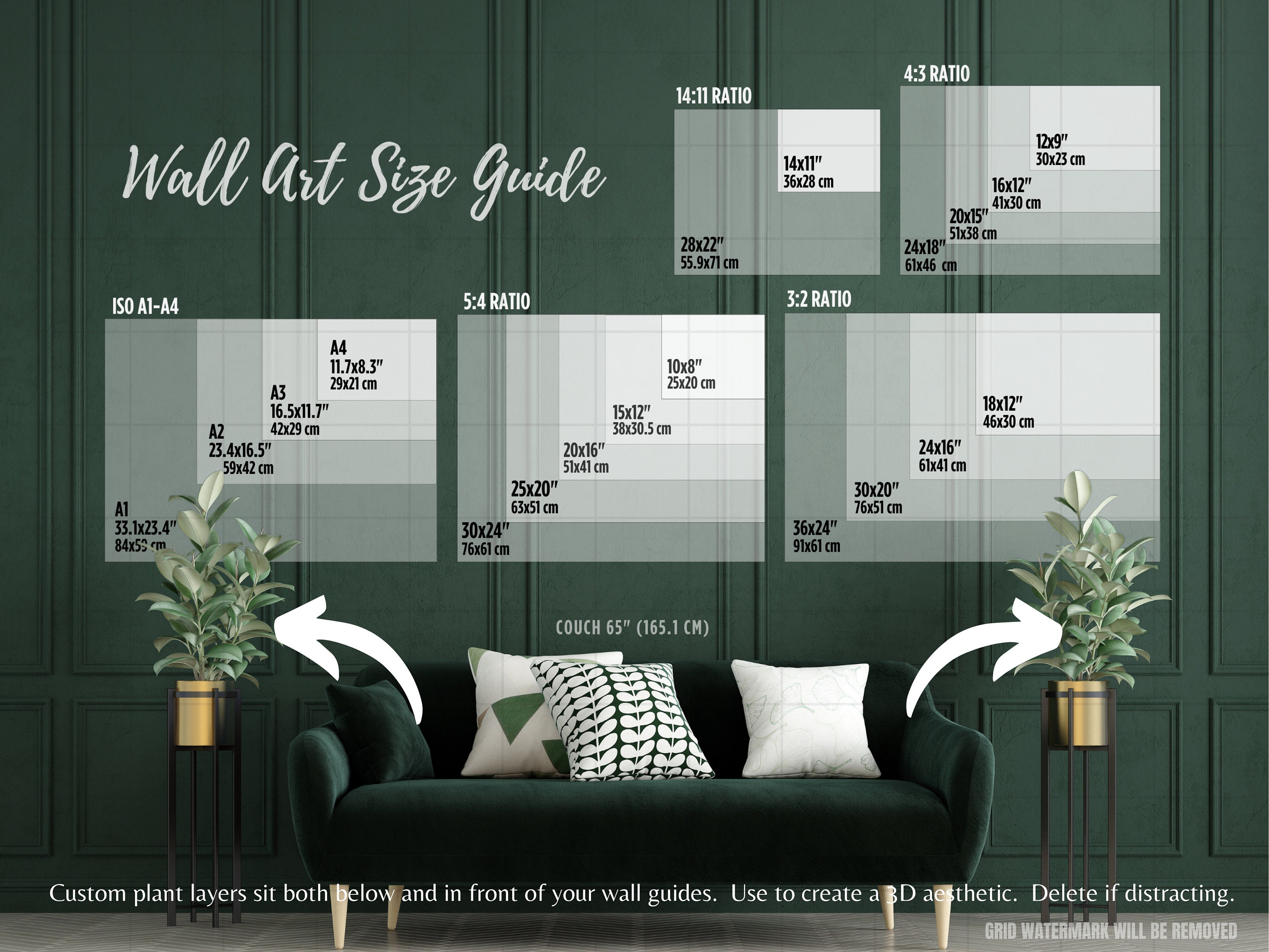 Wall Art Size Guide | Vertical Horizontal Frame Size Chart | Canvas ...