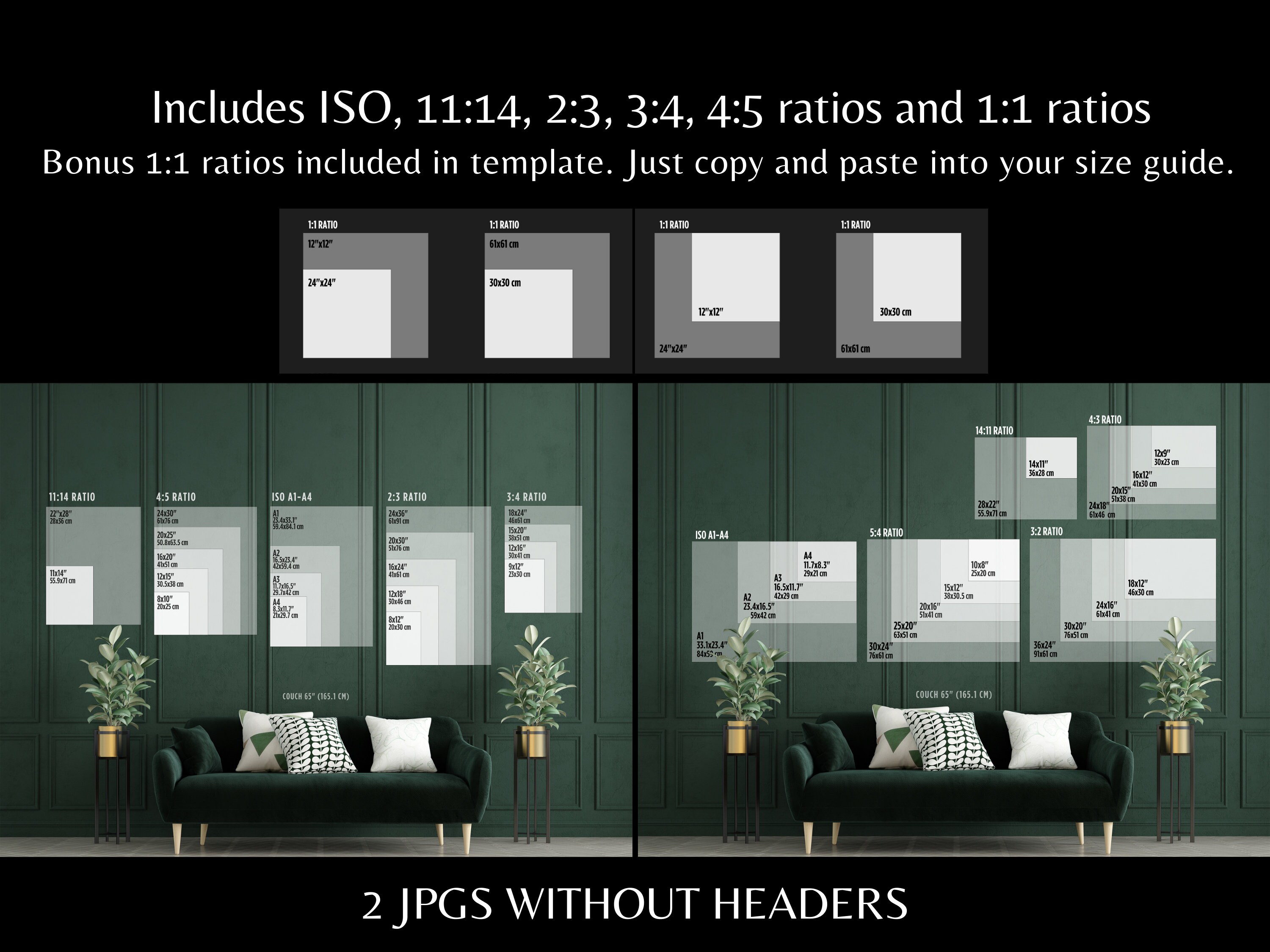 Wall Art Size Guide | Vertical Horizontal Frame Size Chart | Canvas ...