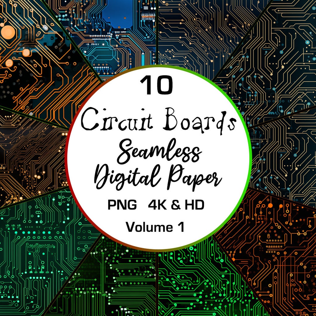 Circuit Board Digital Paper, Circuit Seamless Pattern, Circuit Prints ...