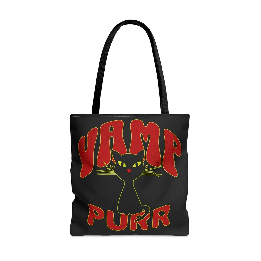 Halloween Black Tote Bag Vamp Purr Black Cat Design Trick - Etsy