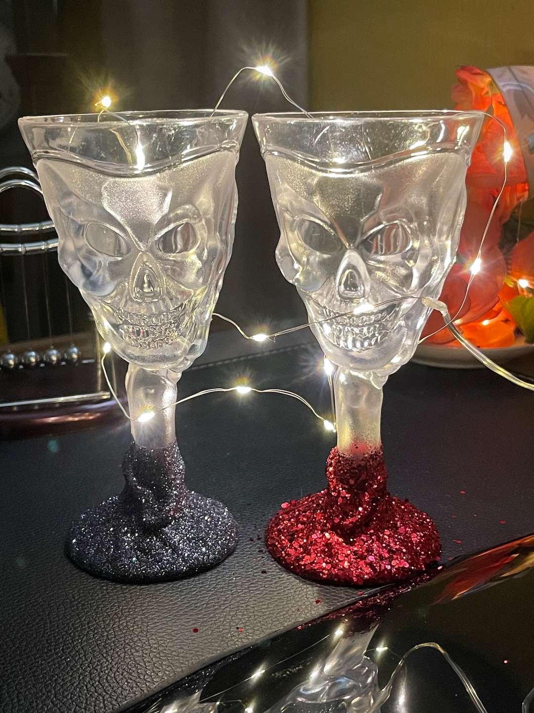 Glitter Skull Wine Glass Set of 2 - Etsy