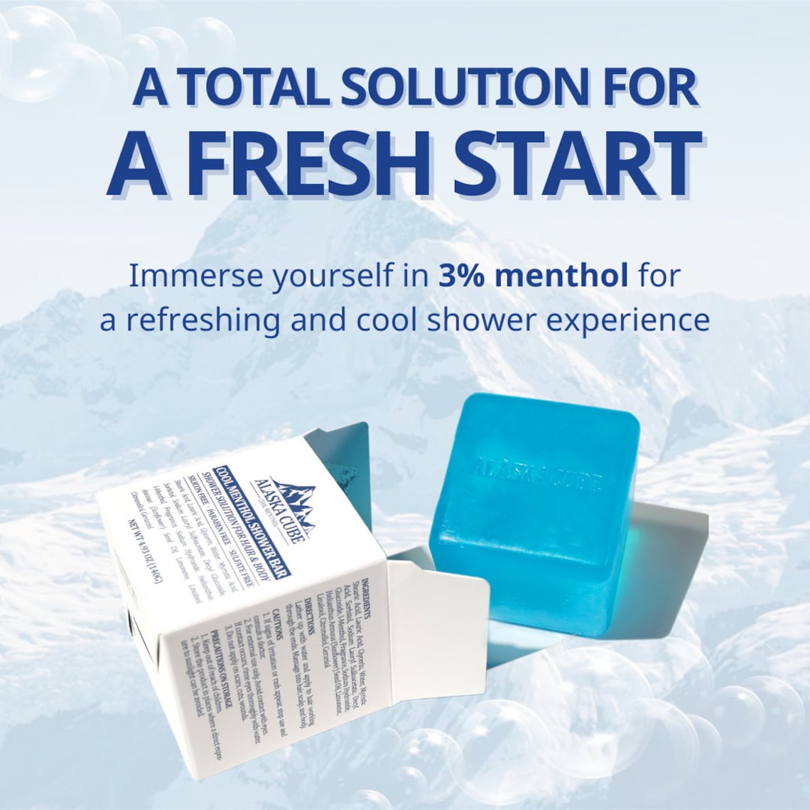 Cool Menthol Shower Body Soap Bar Cleanser Cooling Effect Rich Foam ...