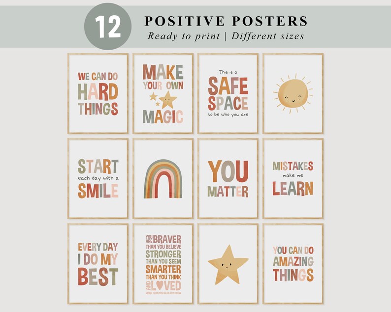 Set of 12 Classroom Printable Posters Nursery Quotes - Etsy