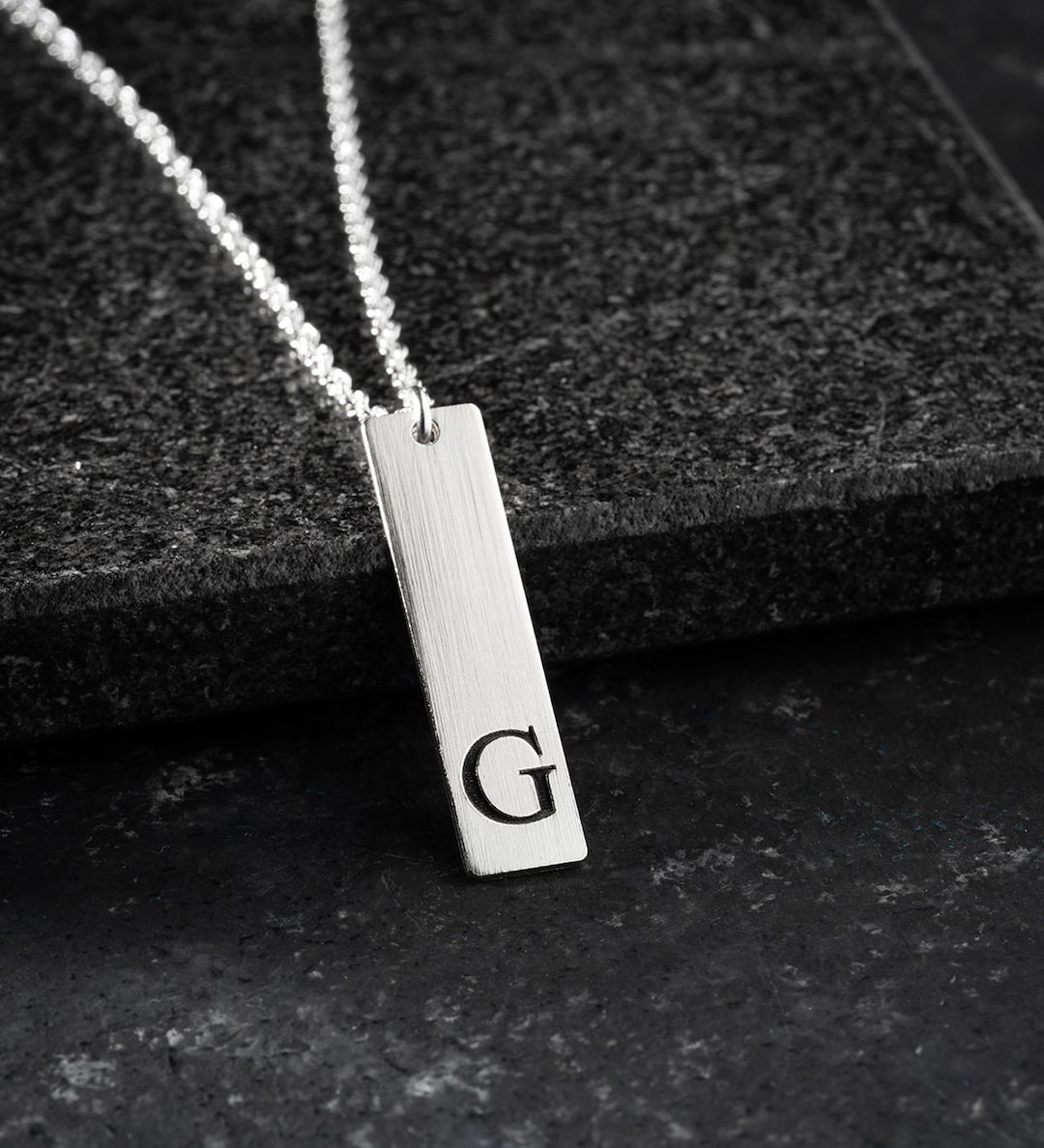 Sterling Silver Initial Necklace: Personalized Letter G Pendant (60cm ...