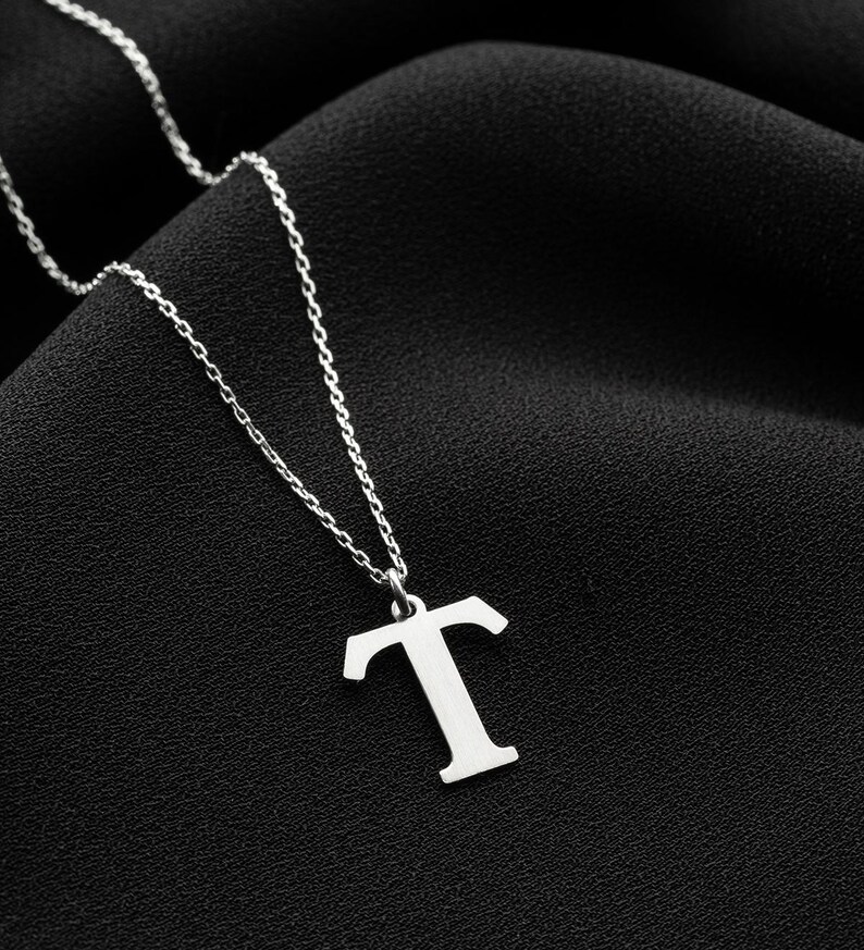 Sterling Silver Letter T Necklace: Initial Pendant (40+5cm Chain) - Etsy