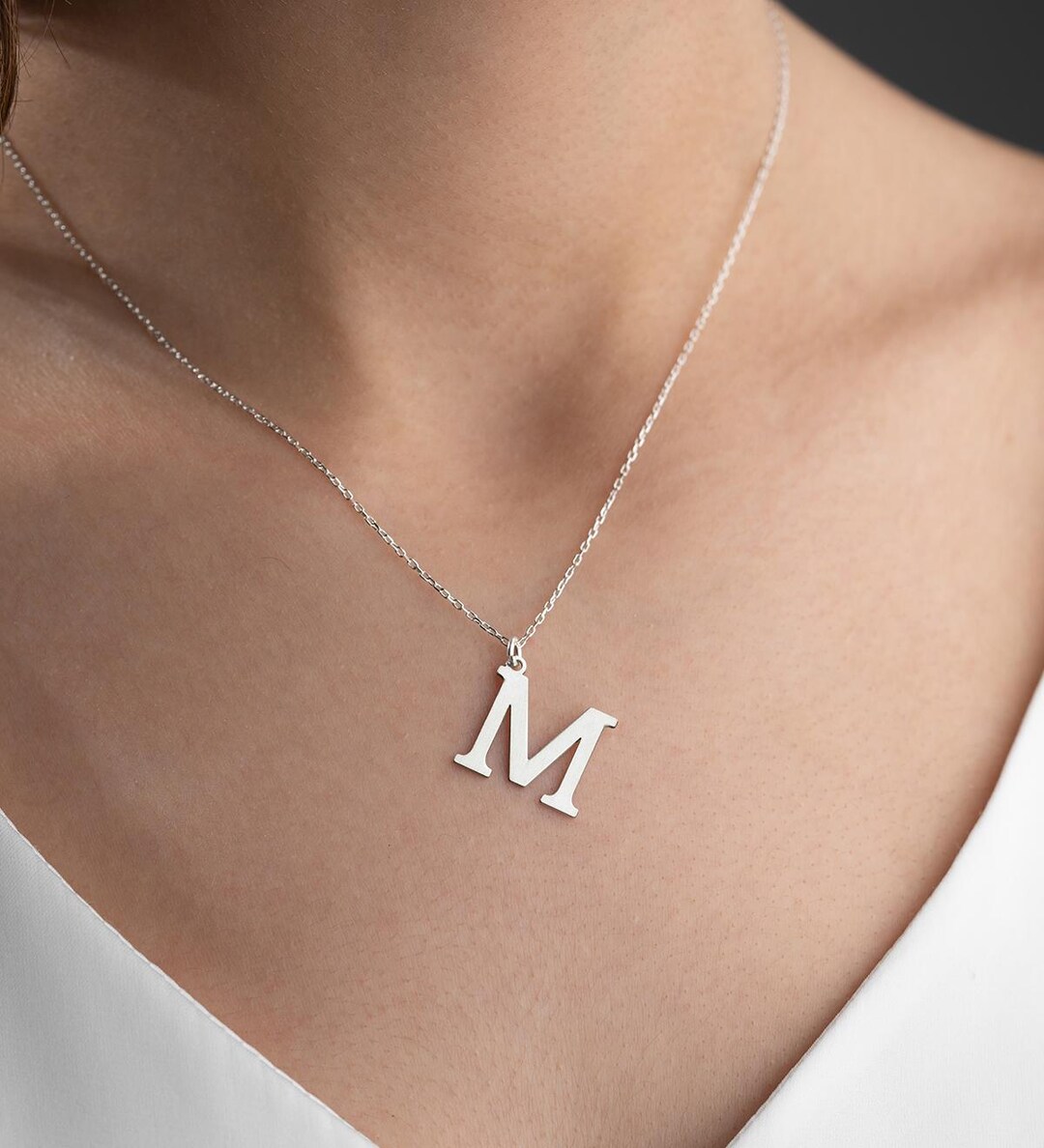 925 Sterling Silver Letter M Necklace - Initial Necklace - Mother Gifts ...