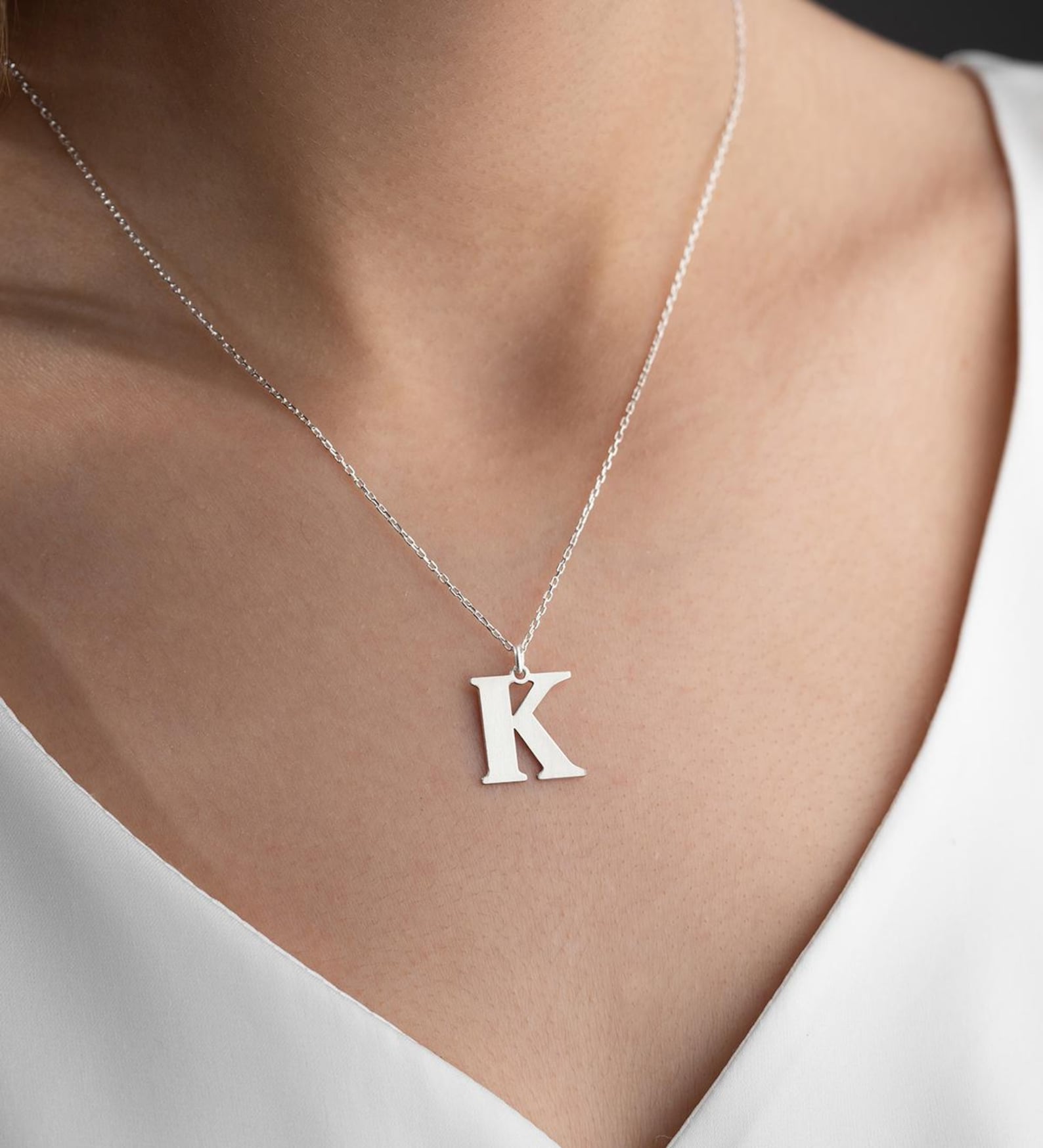 925 Sterling Silver Letter K Necklace - Initial Necklace - Mother Gifts - Gifts for Her ...