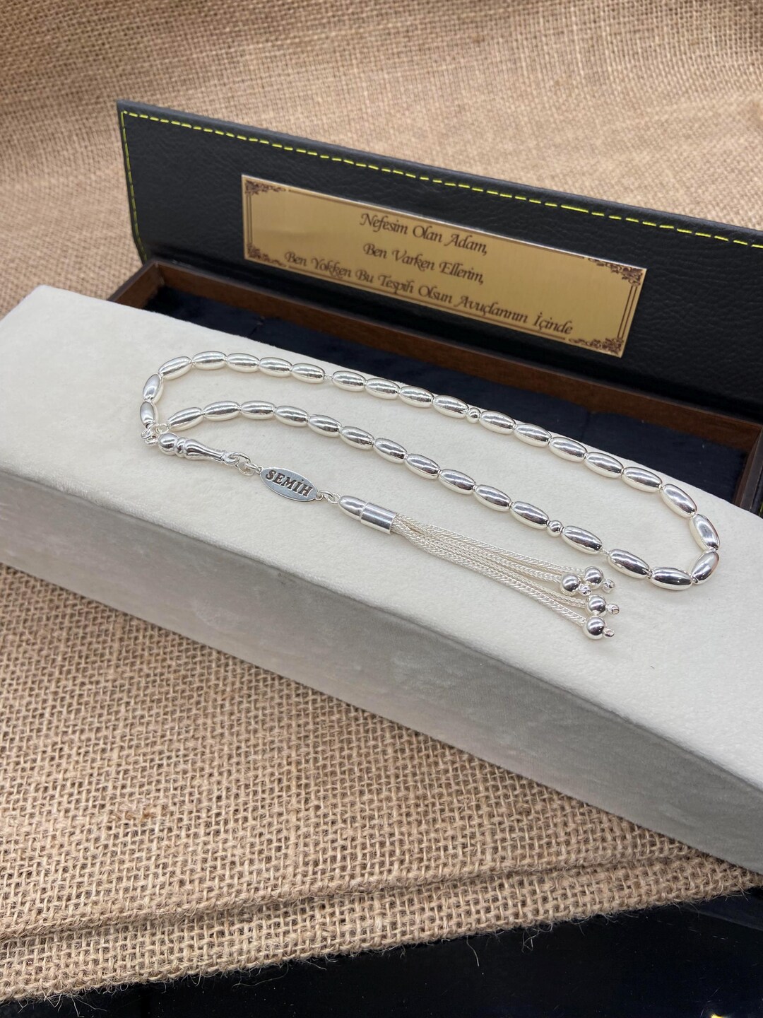 Personalized Silver Rosary, 925 Sterling Silver Tasbih, Gümüş Tesbih ...