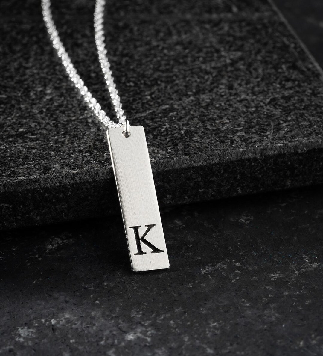 Letter Necklace, 925 Sterling Silver K Letter Necklace, Men Necklace ...