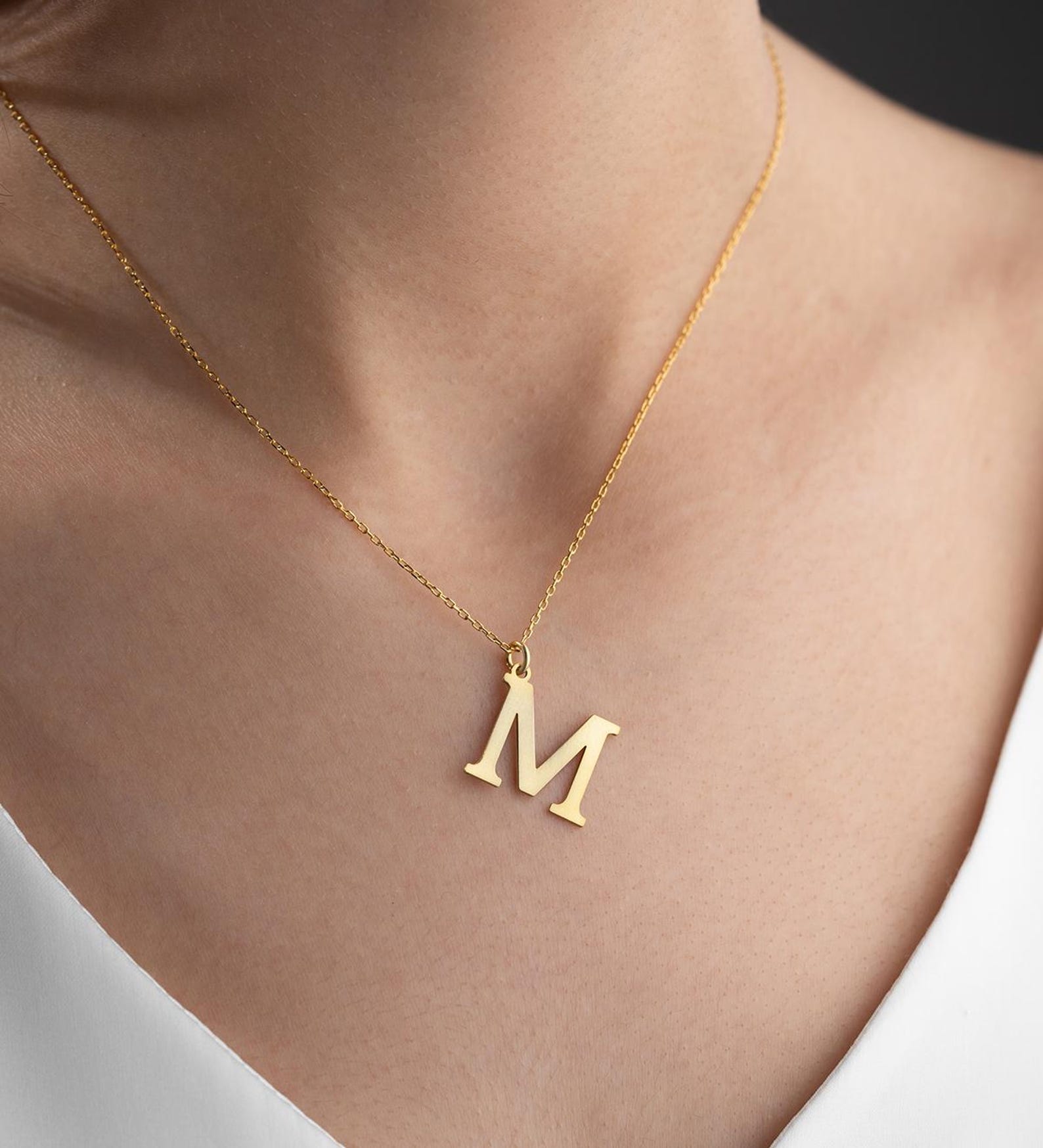 925 Sterling Silver Letter M Necklace Initial Necklace Mother Gifts ...