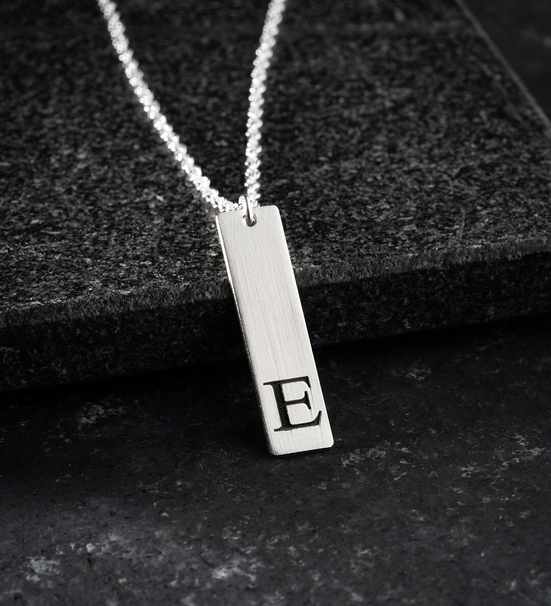 Sterling Silver Initial Necklace: Personalized Letter E Pendant (60cm ...