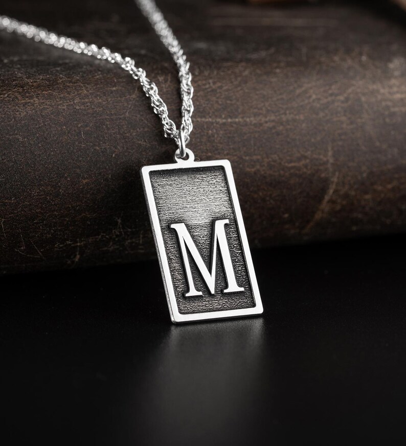 925 Sterling Silver Letter M Necklace Men's Special Design and Chain ...