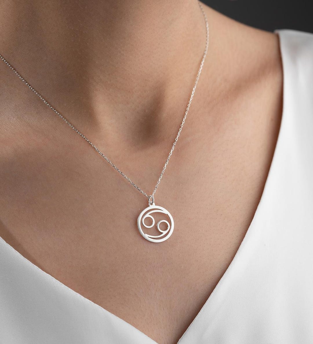 925 Sterling Silver, Cancer Zodiac Sign Necklace, Horoscope Pendant ...