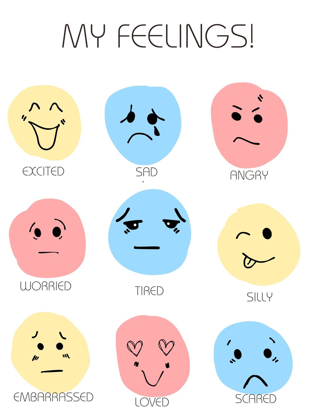 Toddler Pastel Emotions Chart - Etsy