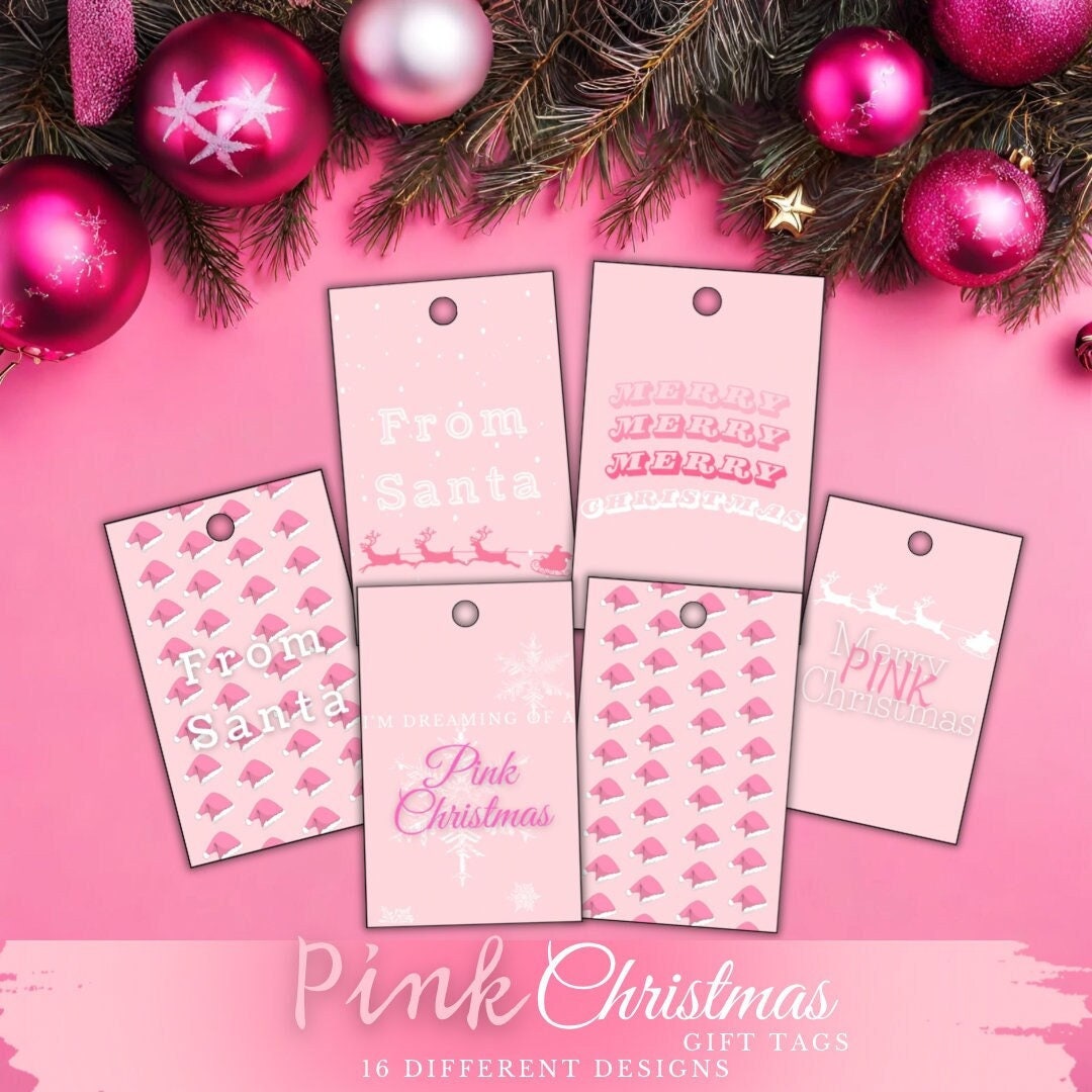 Printable Pink Christmas Tags | Christmas Gift Tags | Pink Christmas ...